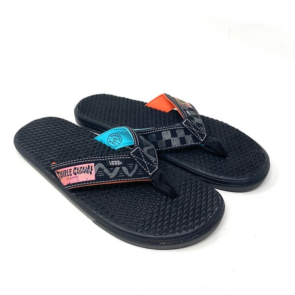 Vans | Shoes | Vans Flip Flops La Costa Slide Multi Black Mens Size ...